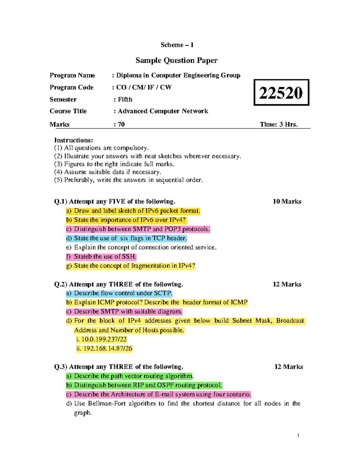 22520 ACN Sample Question Paper - Scheme – I Sample Question Paper ...