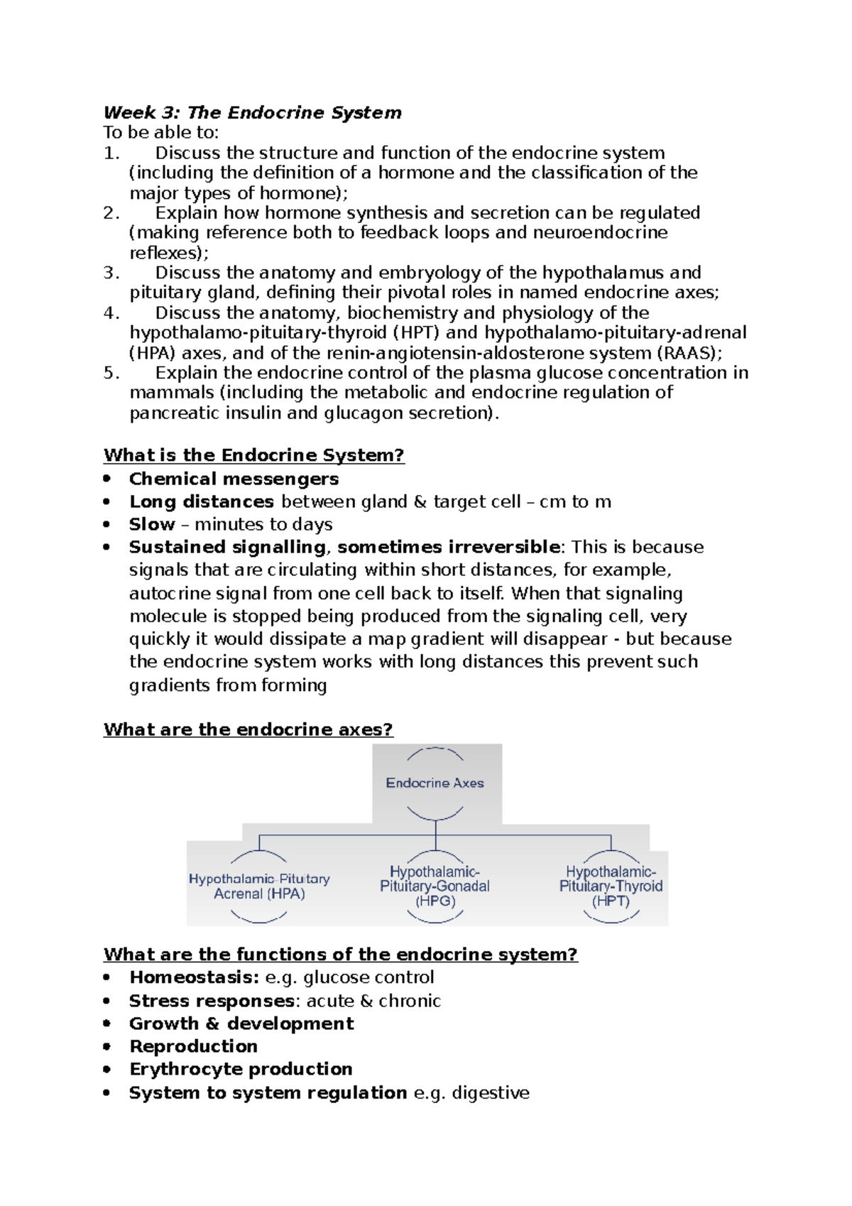 Week 3 The endocrine system - Week 3: The Endocrine System To be able ...