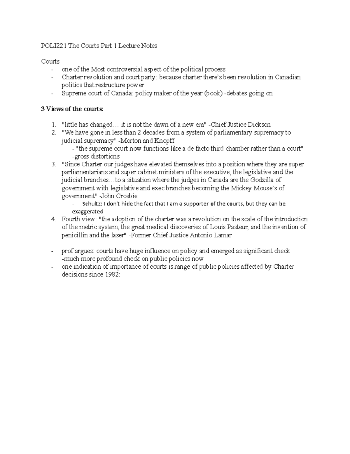POLI221 The Courts Part 1 Lecture Notes - "little has changed… it ...