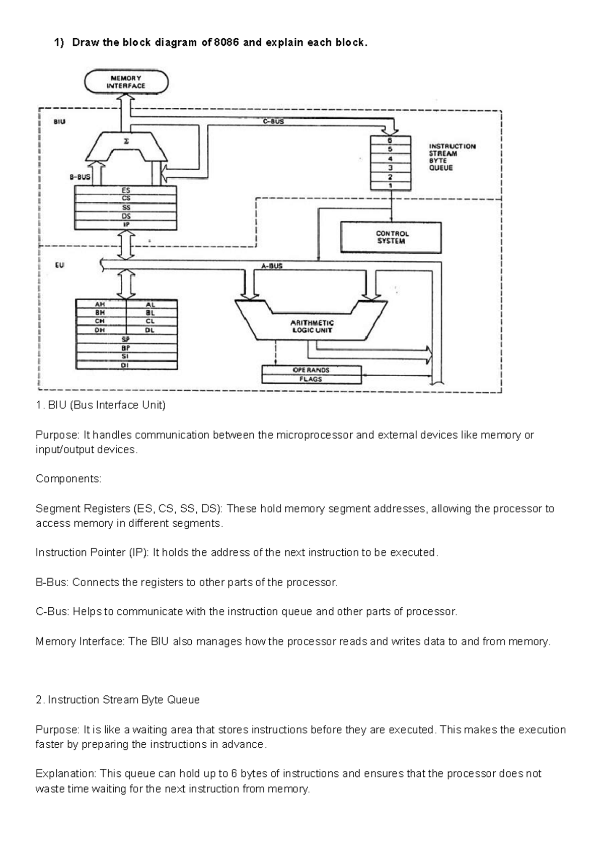 AMP Question Bank - Draw the block diagram of 8086 and explain each ...
