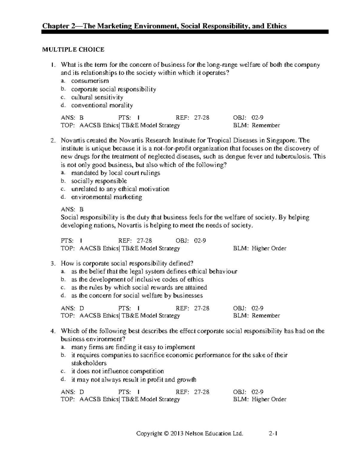 Downloadable Test Bank for CDN ED MKTG 2nd Edition Lamb - Chapter 2—The ...