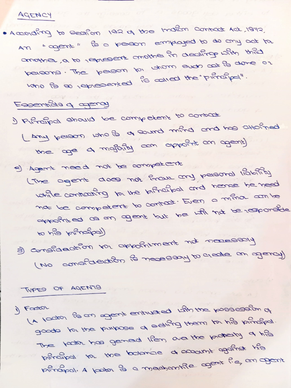 Contract II- Unit 3 - AGENCY According to section 182 of the Indian ...