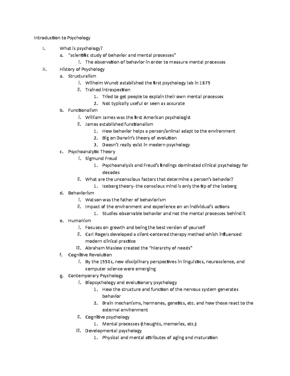 PSYC102 Introduction to Psychology - Introduction to Psychology I. What ...