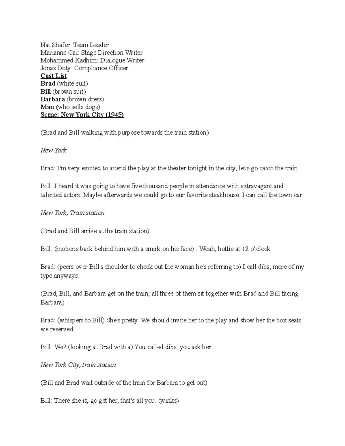 Script - ljn - Nat Shafer: Team Leader Marianne Cai: Stage Direction ...