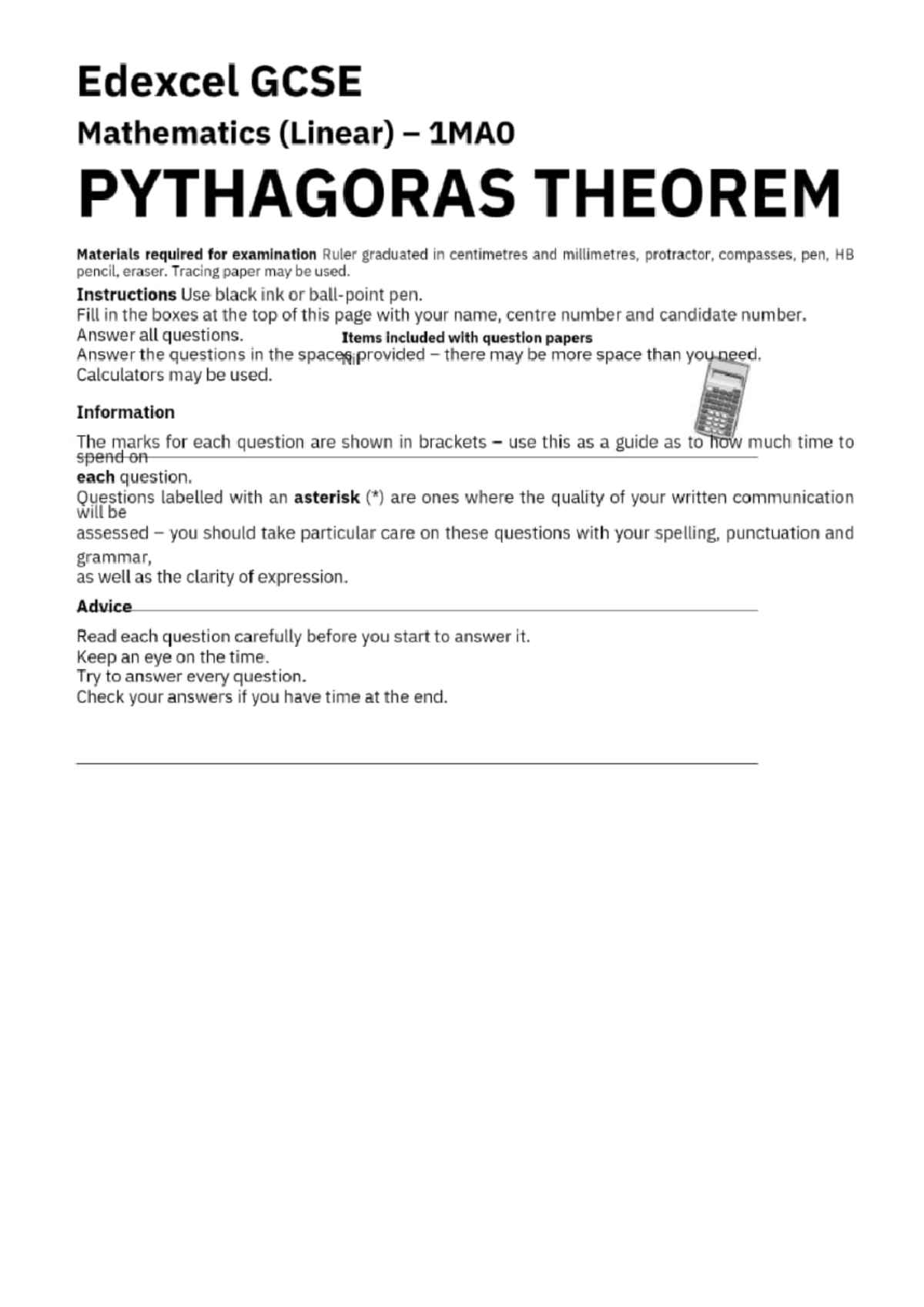 Pythagoras Theorem Valuable Resources For Igcse Edexcel Gcse