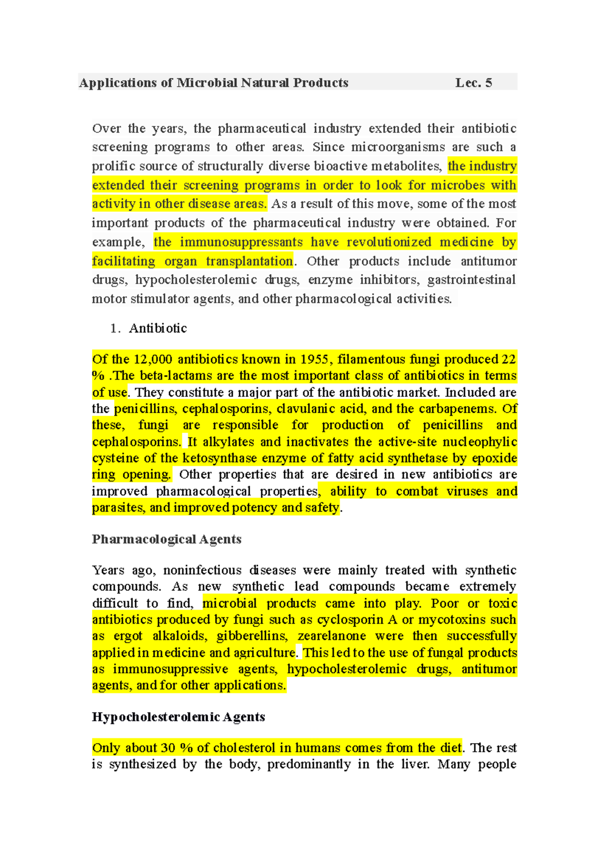 Applications of Microbial Natural Products - 5 Over the years, the ...