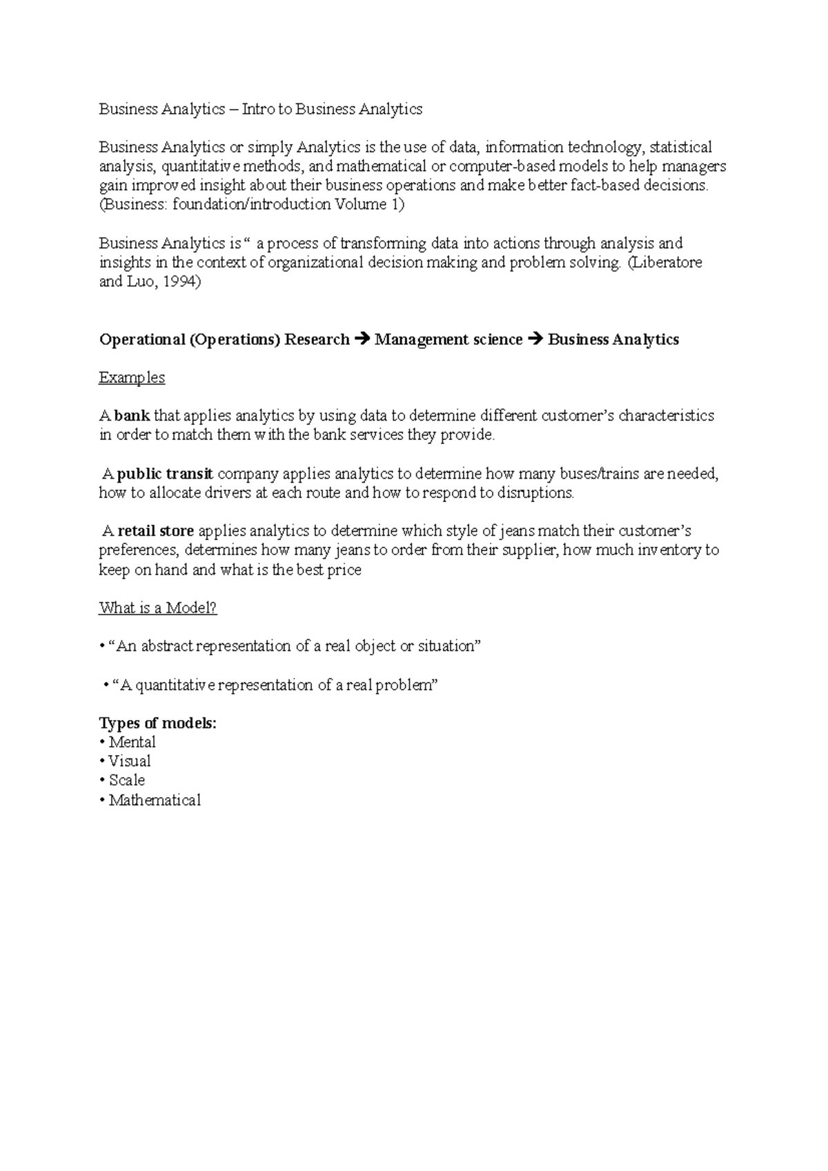 Intro to Business Analytics - (Business: Volume 1) Business Analytics ...