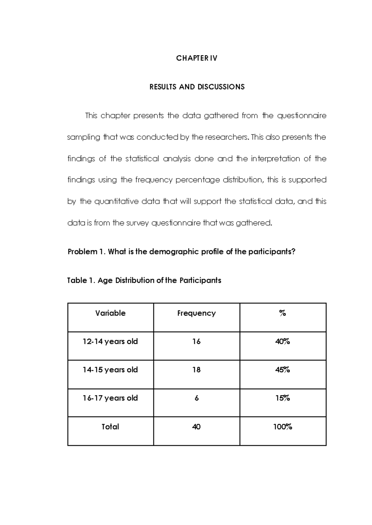 Chapter IV - CHAPTER IV RESULTS AND DISCUSSIONS This chapter presents ...