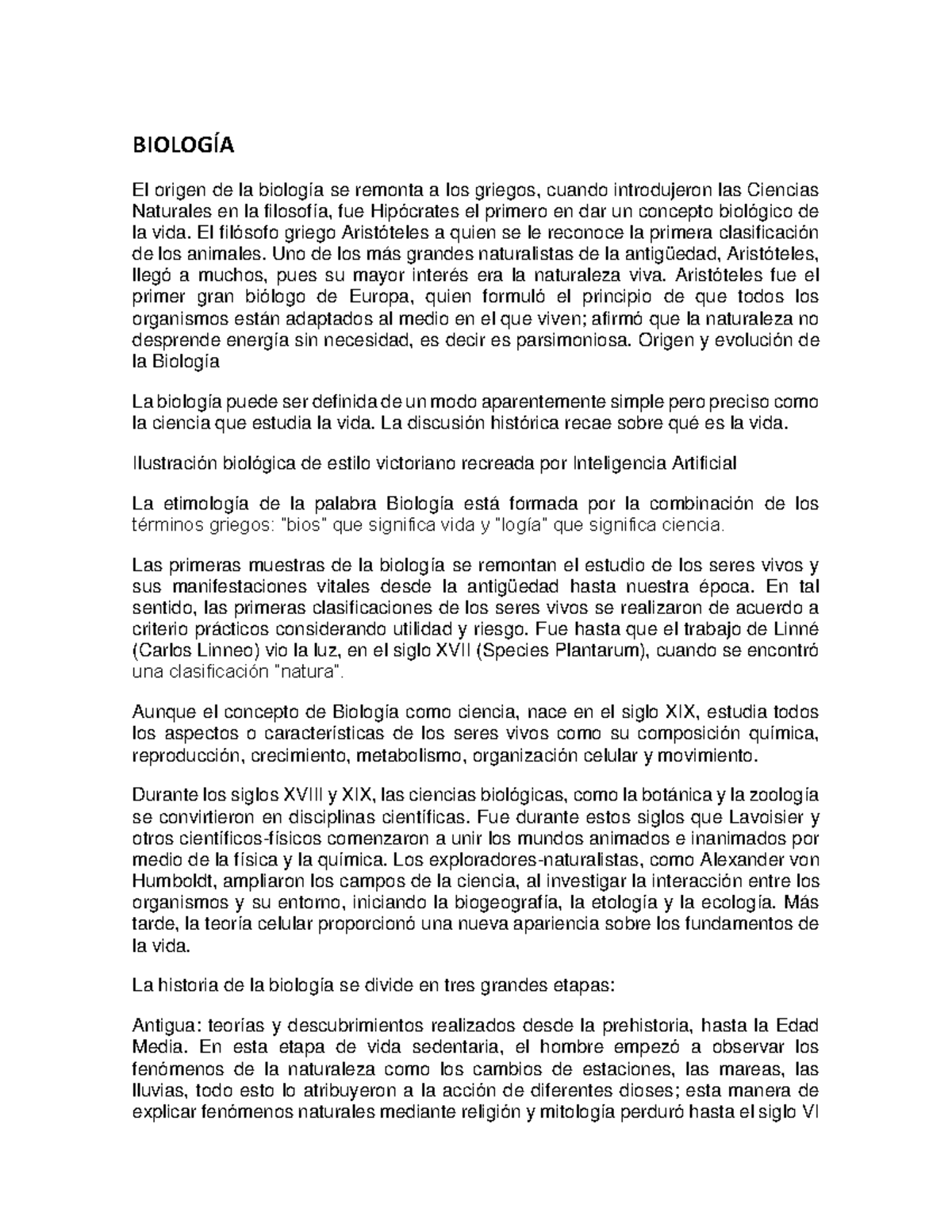 Bio logía - trabajo de biologia historia - BIOLOGÍA El origen de la ...