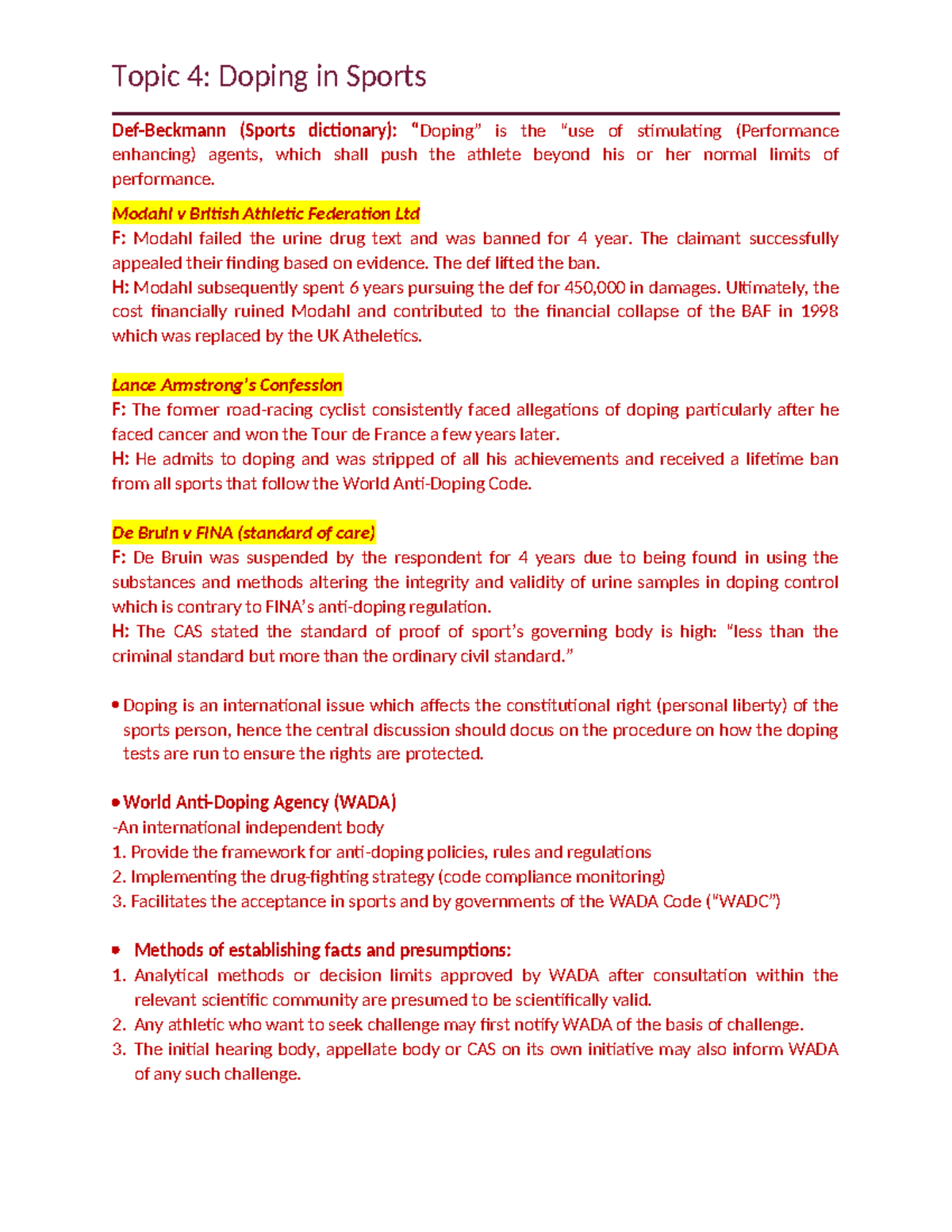 Topic 4- Doping in Sports - Topic 4: Doping in Sports Def-Beckmann ...