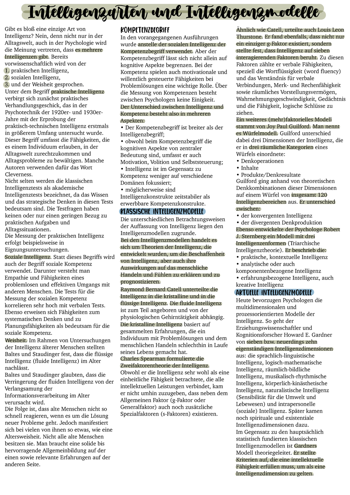 Intelligenzarten und Intelligenzmodelle - Intelligenz!en und ...