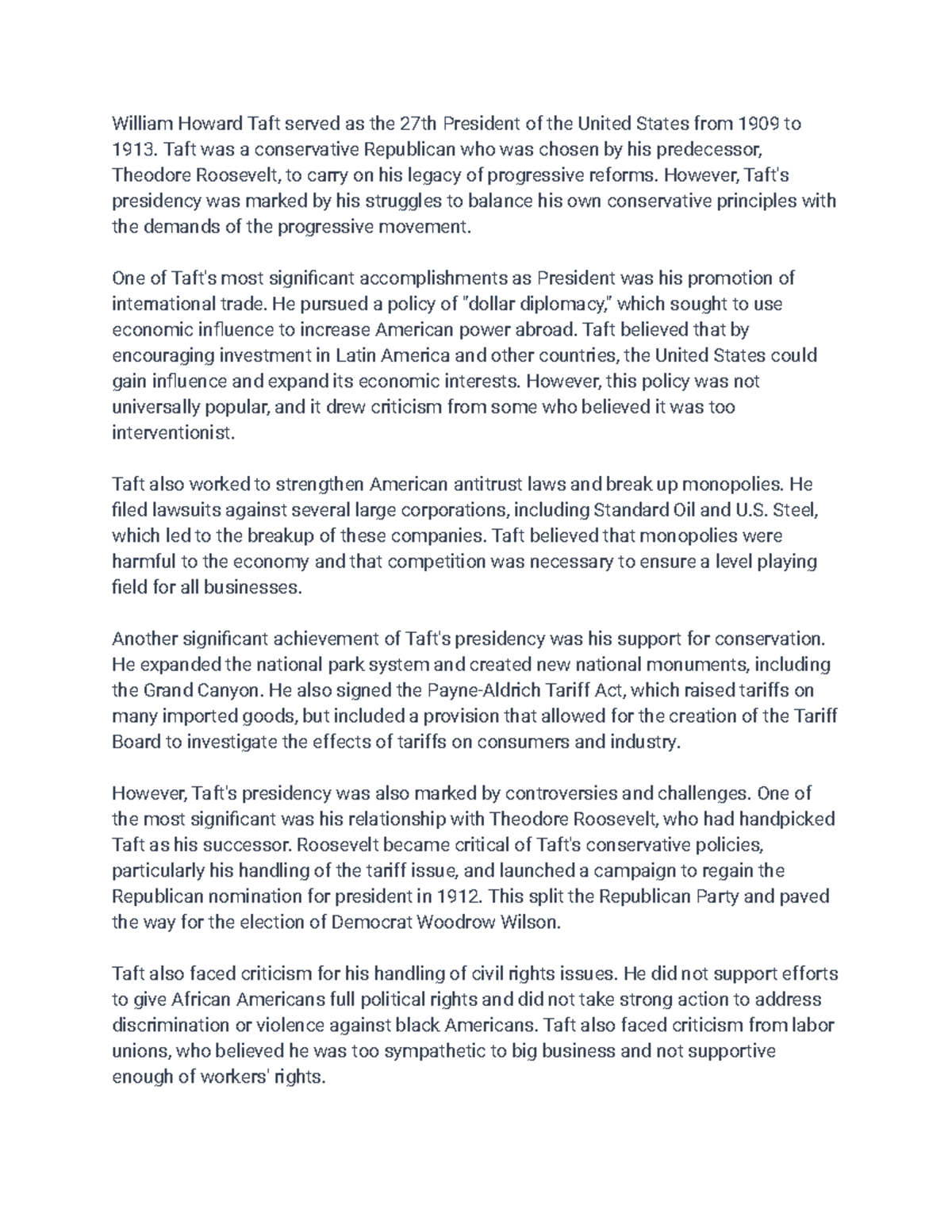 William Howard Taft Presidency - William Howard Taft served as the 27th ...