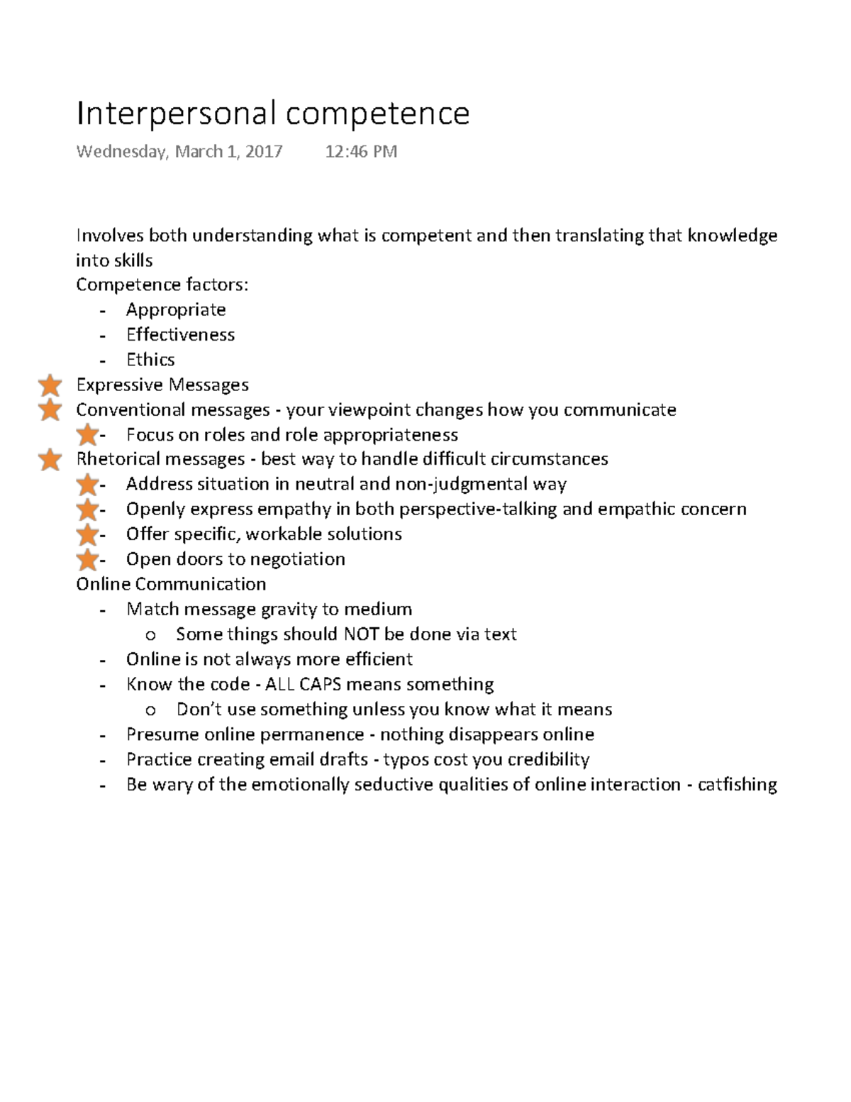 Interpersonal competence - Interpersonal competence Wednesday, March 1 ...