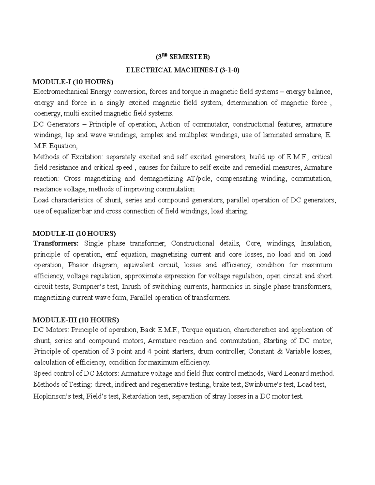 Electical Machines-3 - complete notes for the subject electrical ...