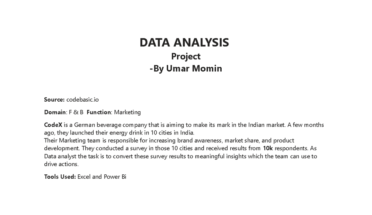 F&B Data Analyst Portfolio Project - Source: codebasic Domain: F & B ...