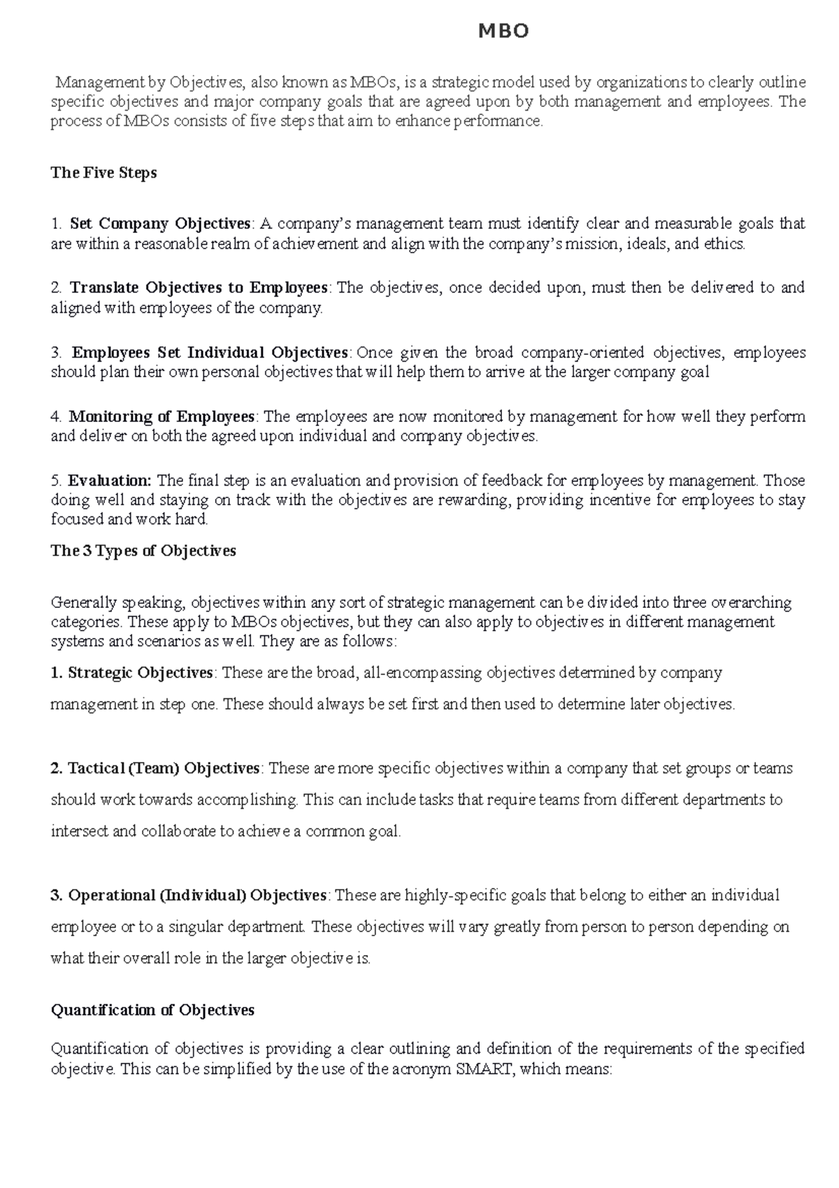 MBO - MBO Management by Objectives, also known as MBOs, is a strategic ...