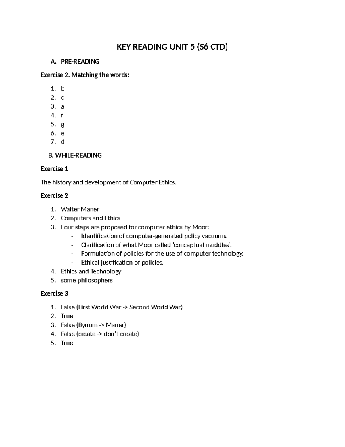 KEY Reading UNIT 5 - kinh tế vĩ mô - KEY READING UNIT 5 (S6 CTD) A. PRE ...