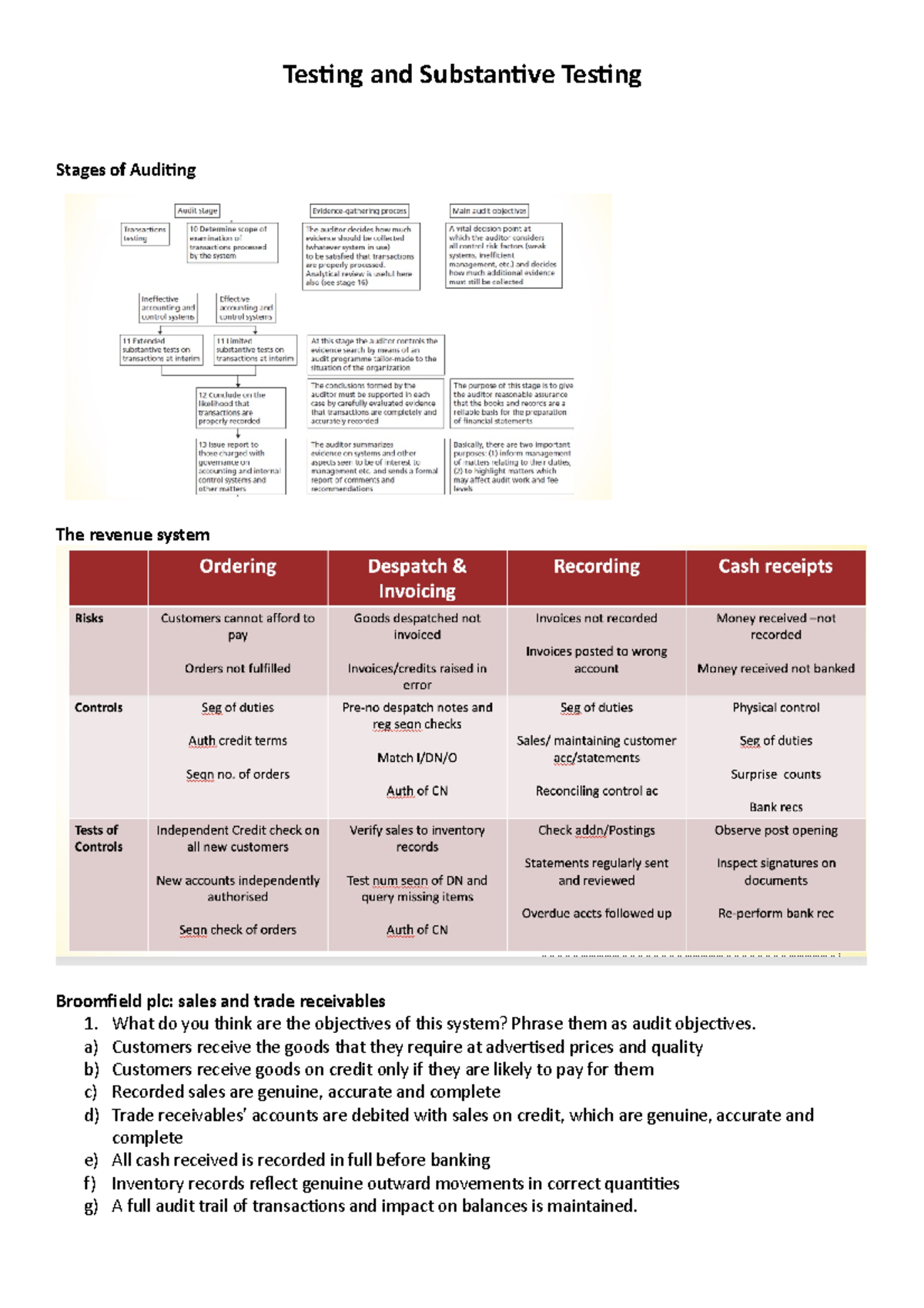Testing and Substantive Testing lecture 6 - Testing and Substantive ...