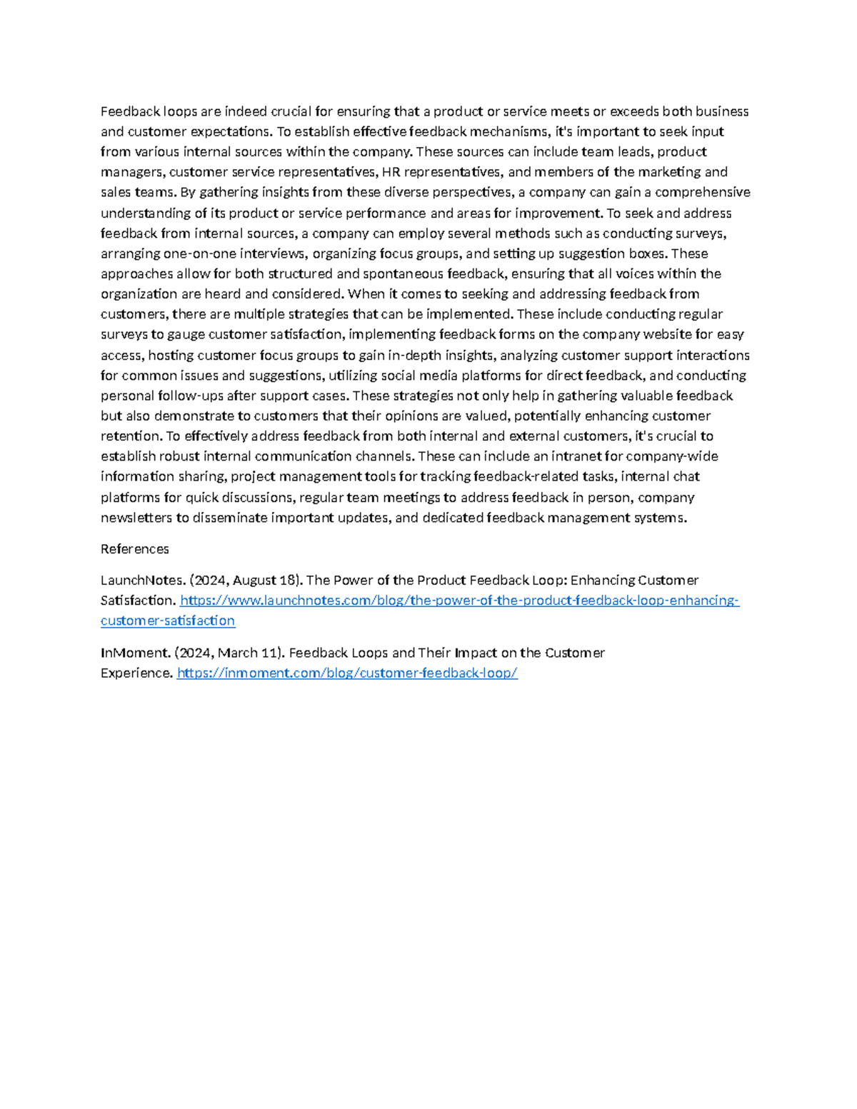 BUS-400 Module 7 Discussion - Feedback loops are indeed crucial for ...