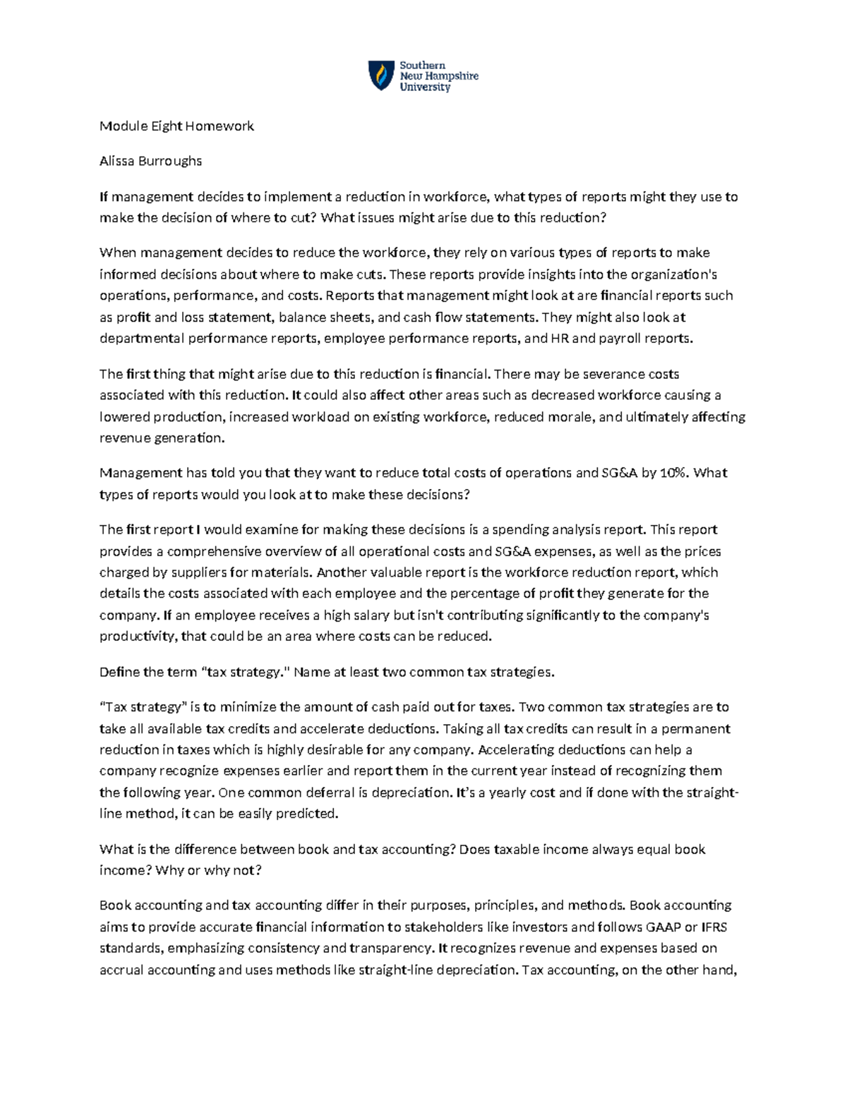 ACC 340 Module Eight Homework - Module Eight Homework Alissa Burroughs ...