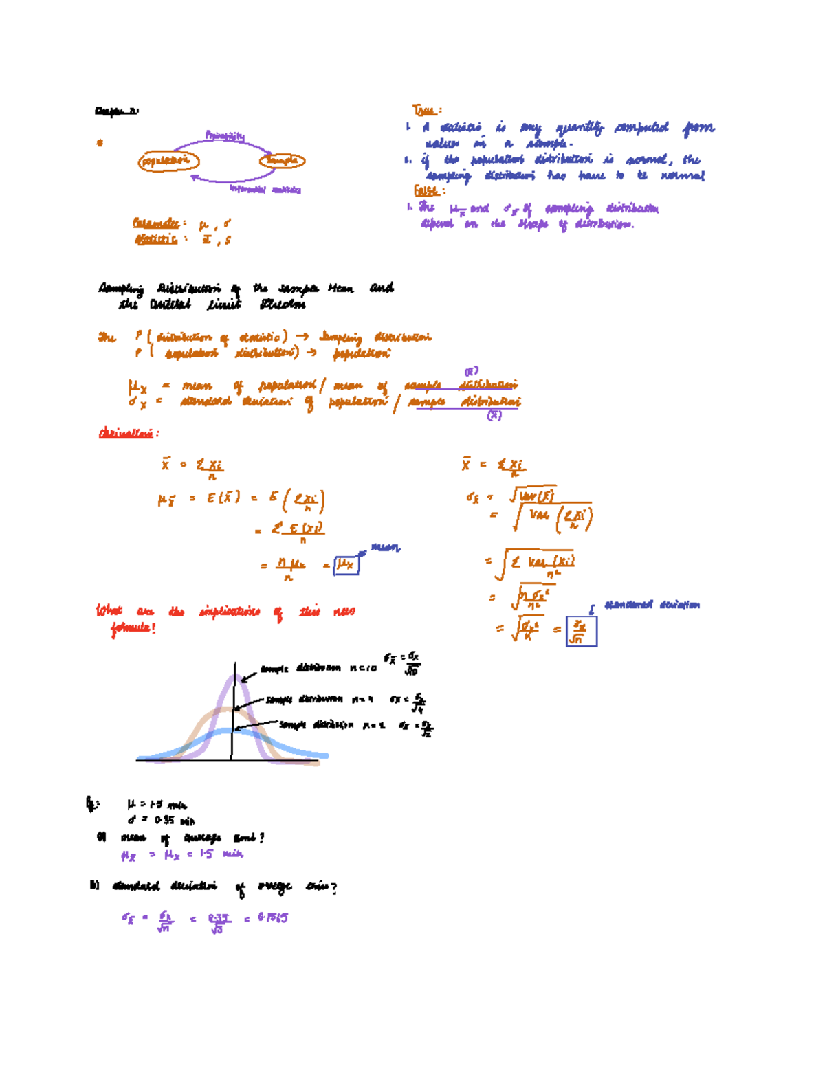 Chapter 7 - chapter 7 1 A statistic is any quantity computed from ...