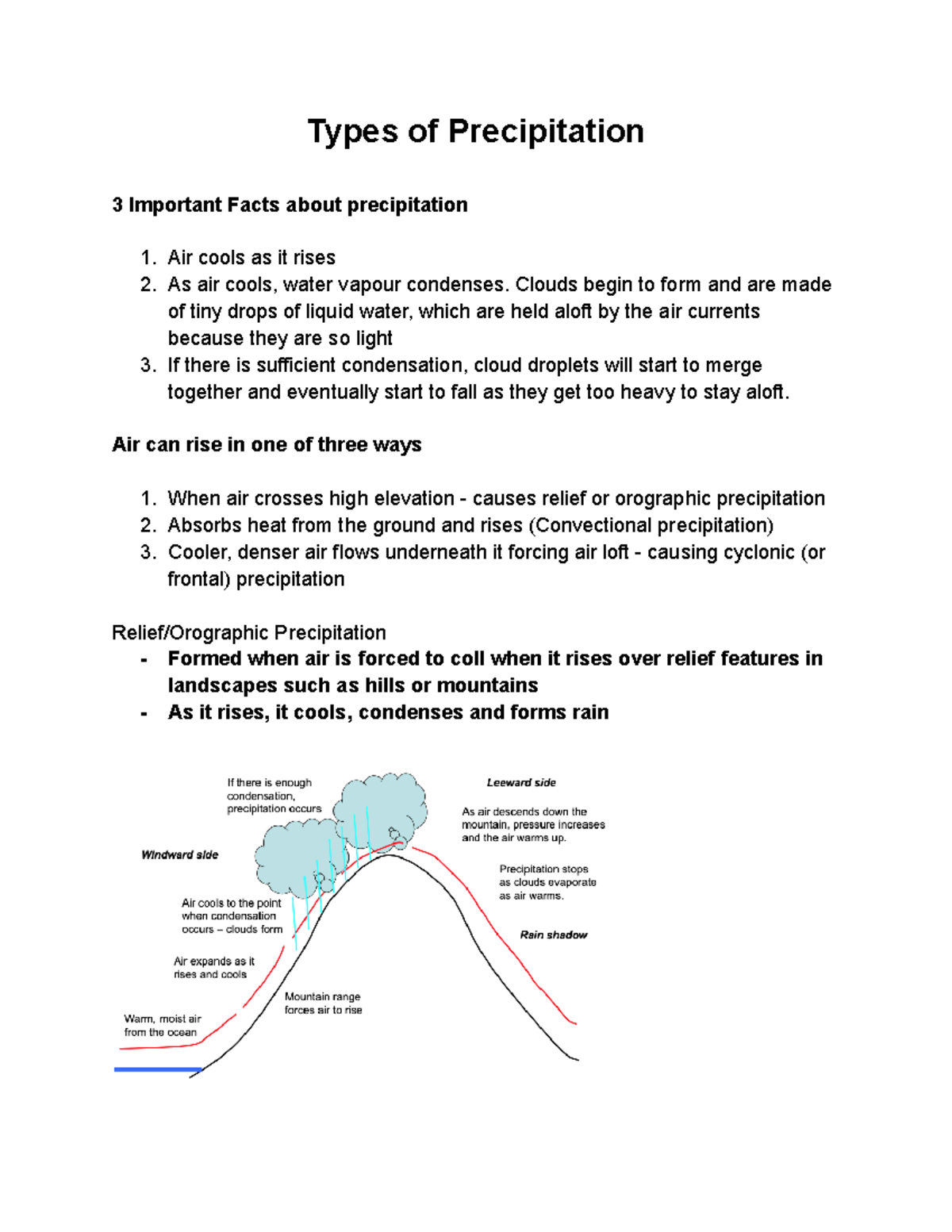 Types of Precipitation - Clouds begin to form and are made of tiny ...