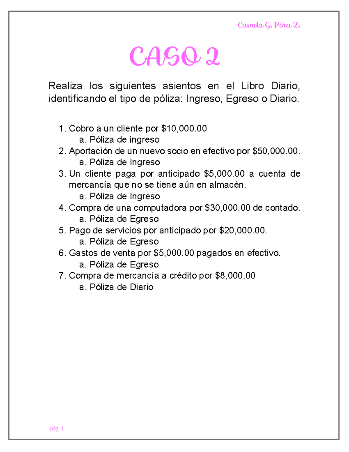 Caso 2 - Bases Contables - Camila G. Piña Z. pág. 1 CASO 2 Realiza los ...