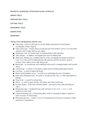Lesson 3 - Baking Ingredients and their Functions - Lesson 3 Baking ...