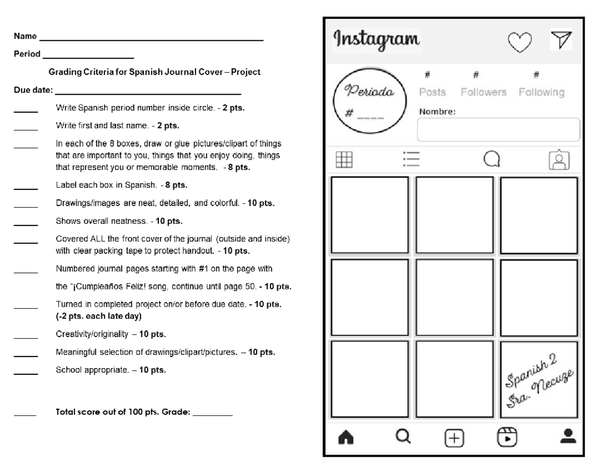 Journal+Cover+Page+using+Instagram+Template+and+Scoring+Sheet - Name ...