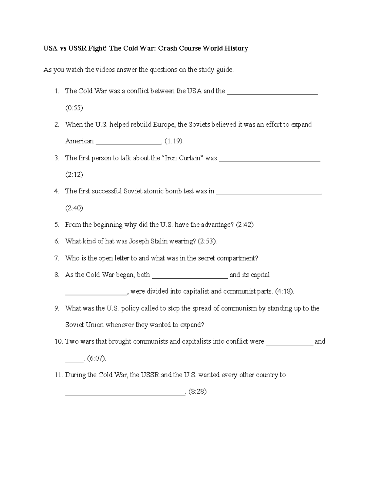 USA vs USSR Fight - 1. The Cold War was a conflict between the USA and ...