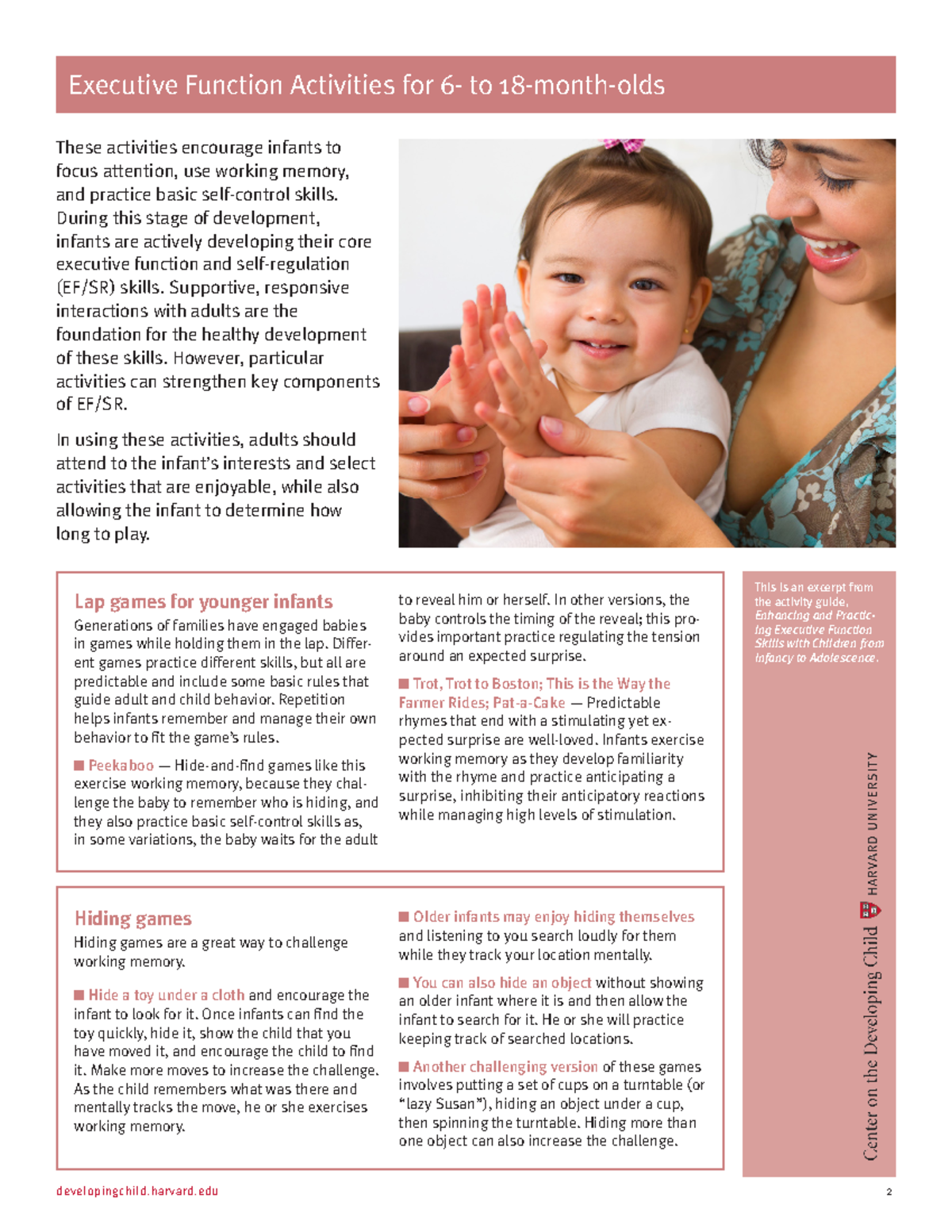 Executive Function Activities for 6- to 18-month-olds - developingchild ...