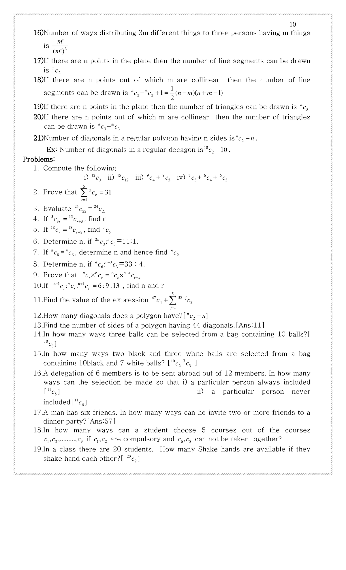 Important formulas for Permutations - 10 16)16)16)16) Number of ways ...