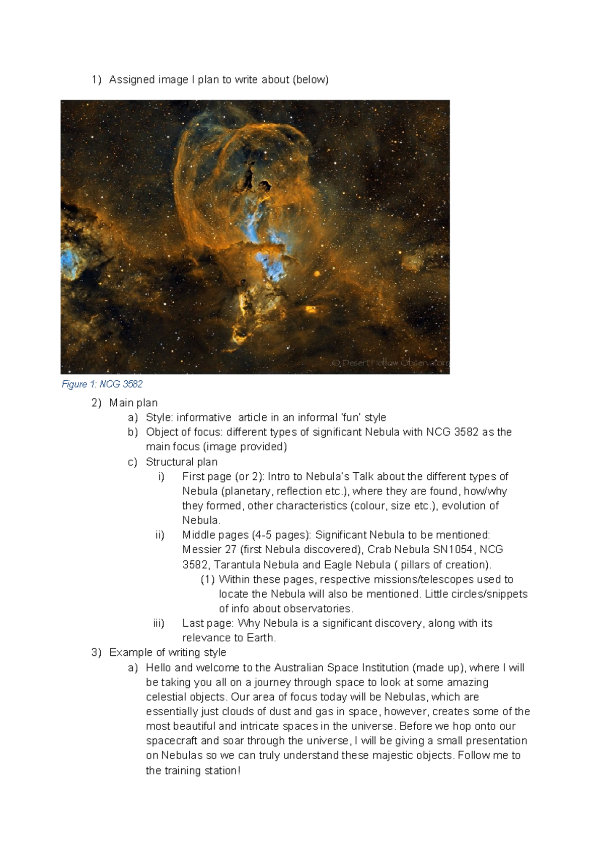 PHYS 1160-APOD PLAN - APON plan - 1) Assigned image I plan to write about (below) 2) Main plan a ...