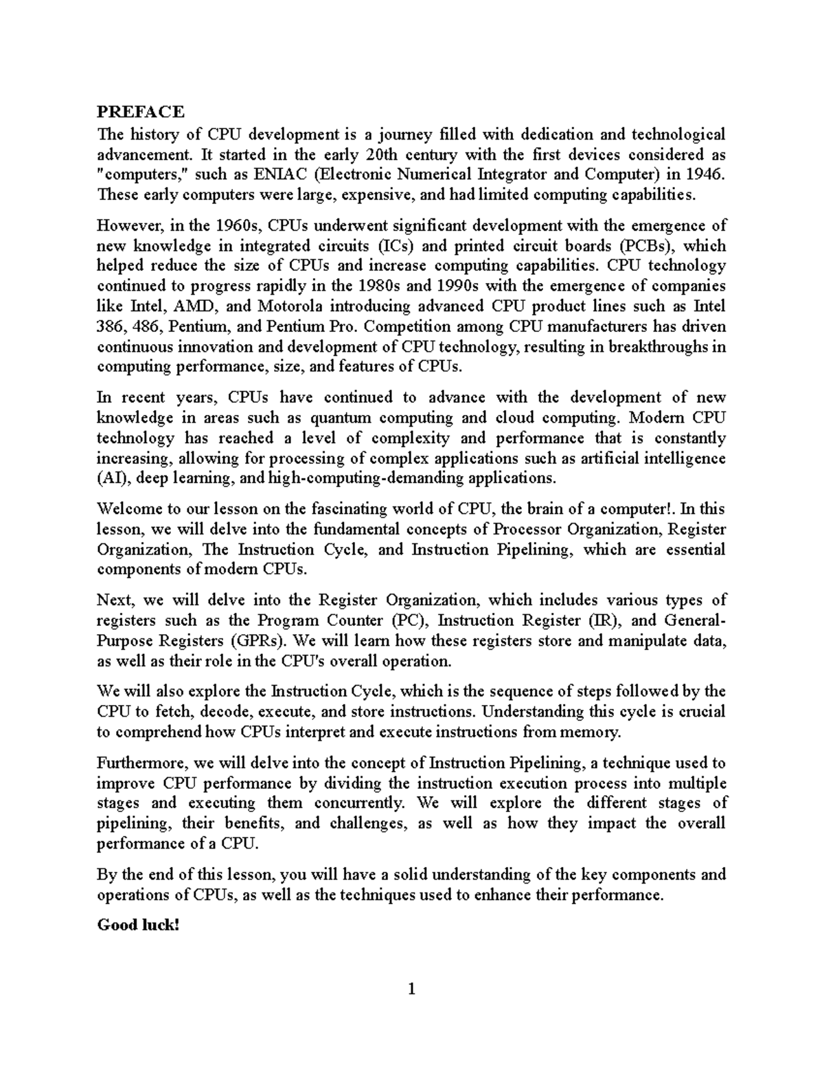 Preface - hrr - PREFACE The history of CPU development is a journey ...