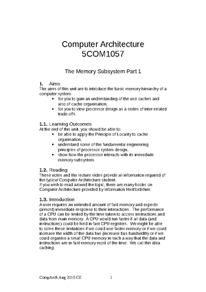 Exam 2016, questions and answers - Computer Architecture 5com1057 Test ...