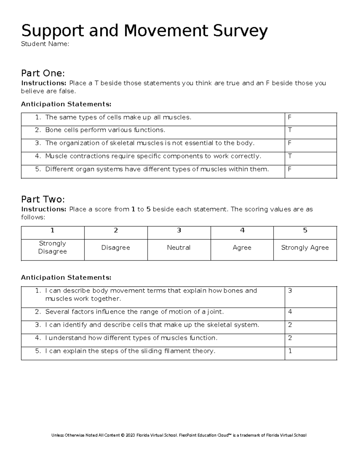 2.00 Support and Movement Survey - Support and Movement Survey Student ...