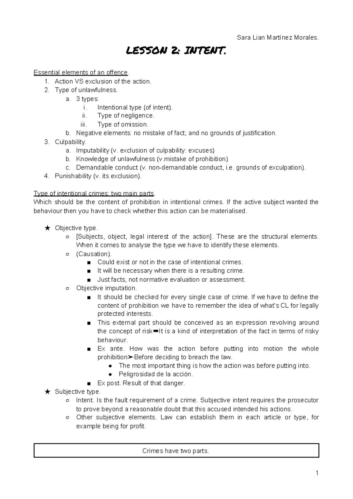 Lesson 2 Intent. - Jon Mirena - Sara Lian Martínez Morales. LESSON 2 ...