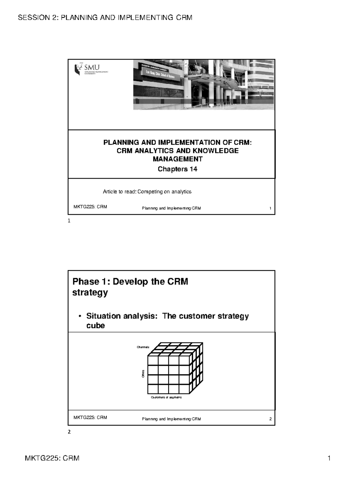Planning and implementation and analytics - MKTG225: CRM Planning and ...