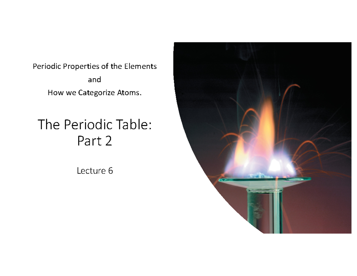 Lecture 6 Per Table 2 Numbers In Chem - The Periodic Table: Part 2 ...