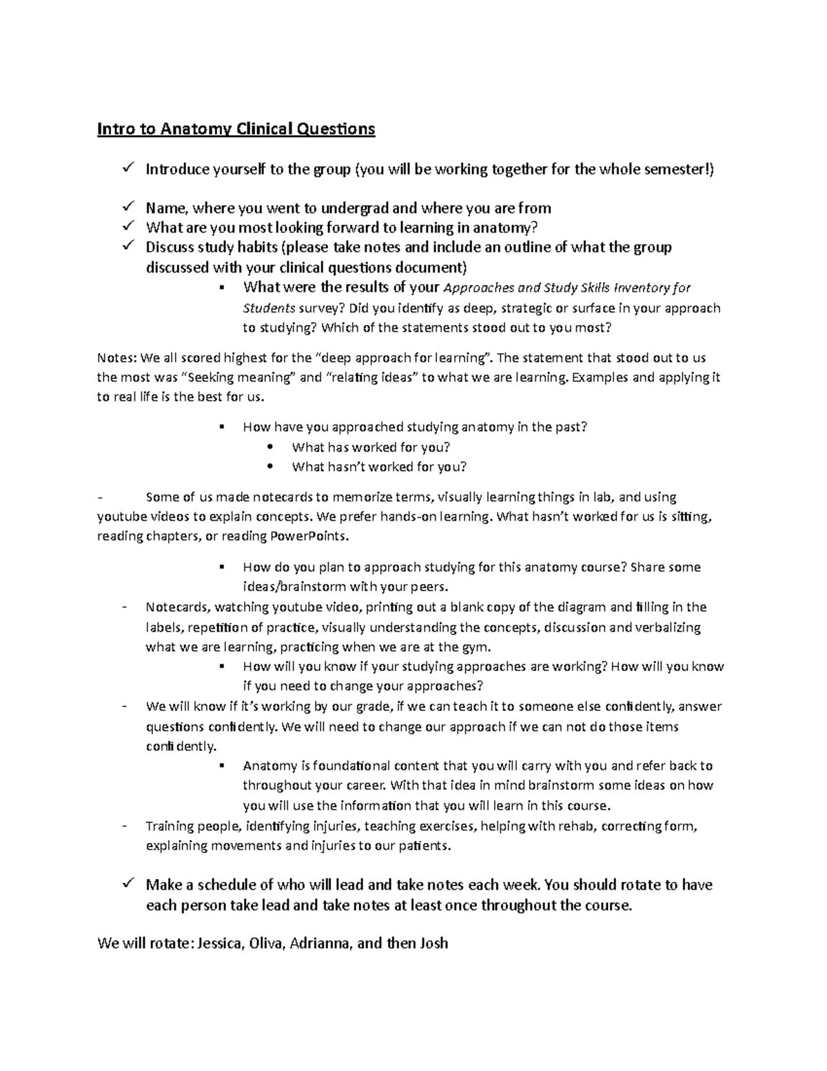 1A Intro to Anatomy Clinical Questions - Intro to Anatomy Clinical ...