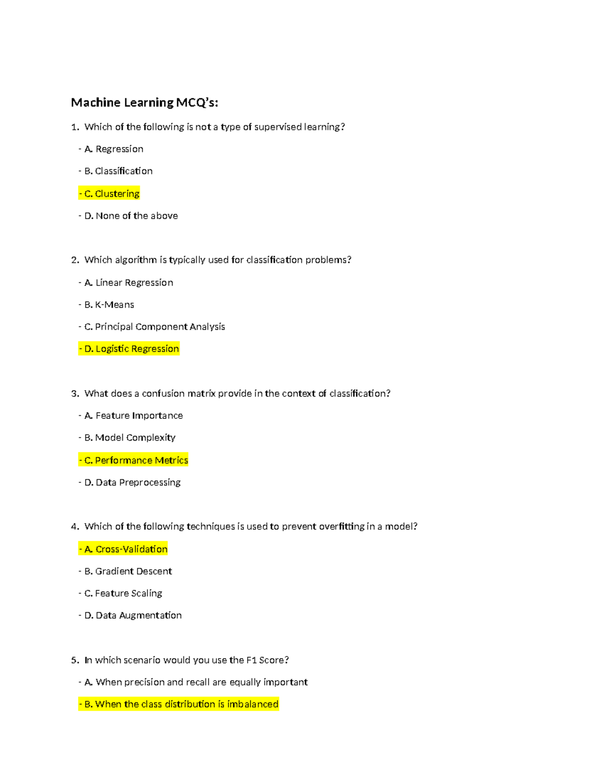 ML-50-MCQ - Machine Learning preparation questions and answers ...