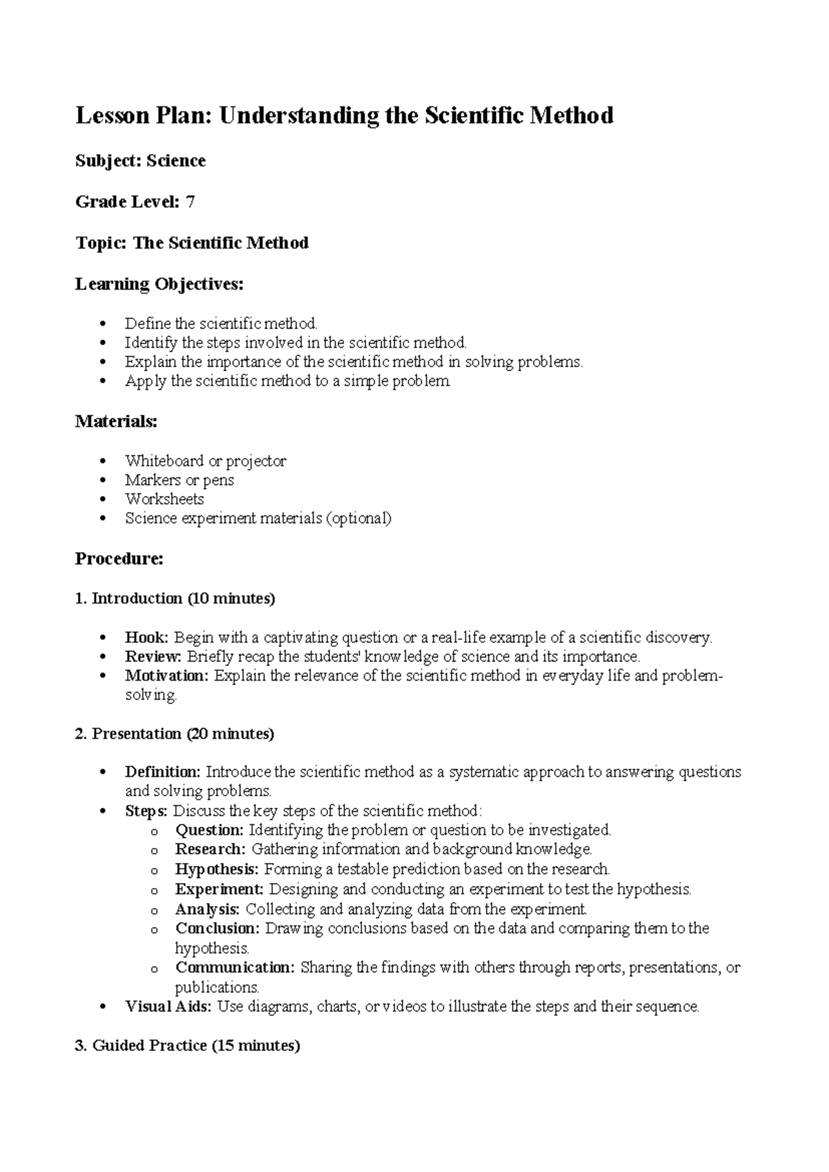 Lesson Plan Grade 7 - MATH - Lesson Plan: Understanding the Scientific ...
