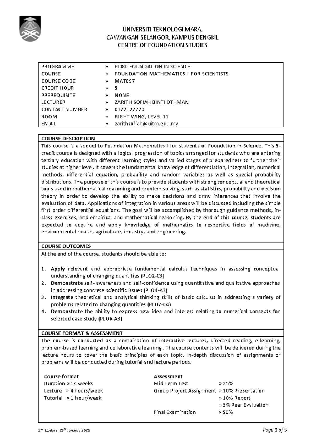 Math sem 2 week 1 - Math lecture notes - CAWANGAN SELANGOR, KAMPUS ...