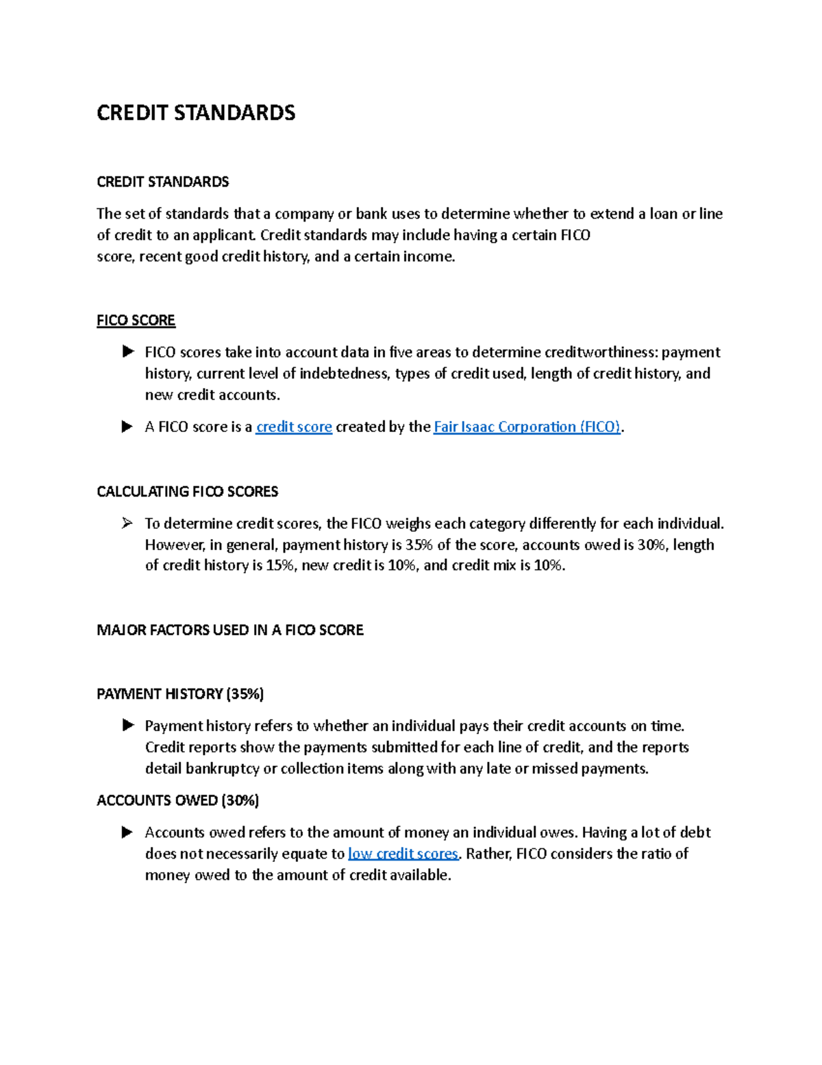 Credit Standards - CREDIT STANDARDS CREDIT STANDARDS The set of ...