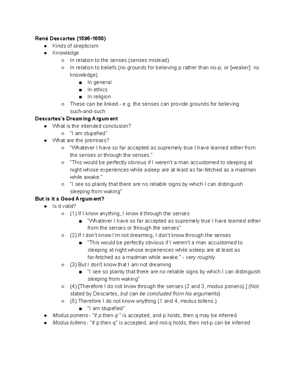 09/03 Descartes and External World Skepticism - René Descartes (1596 ...