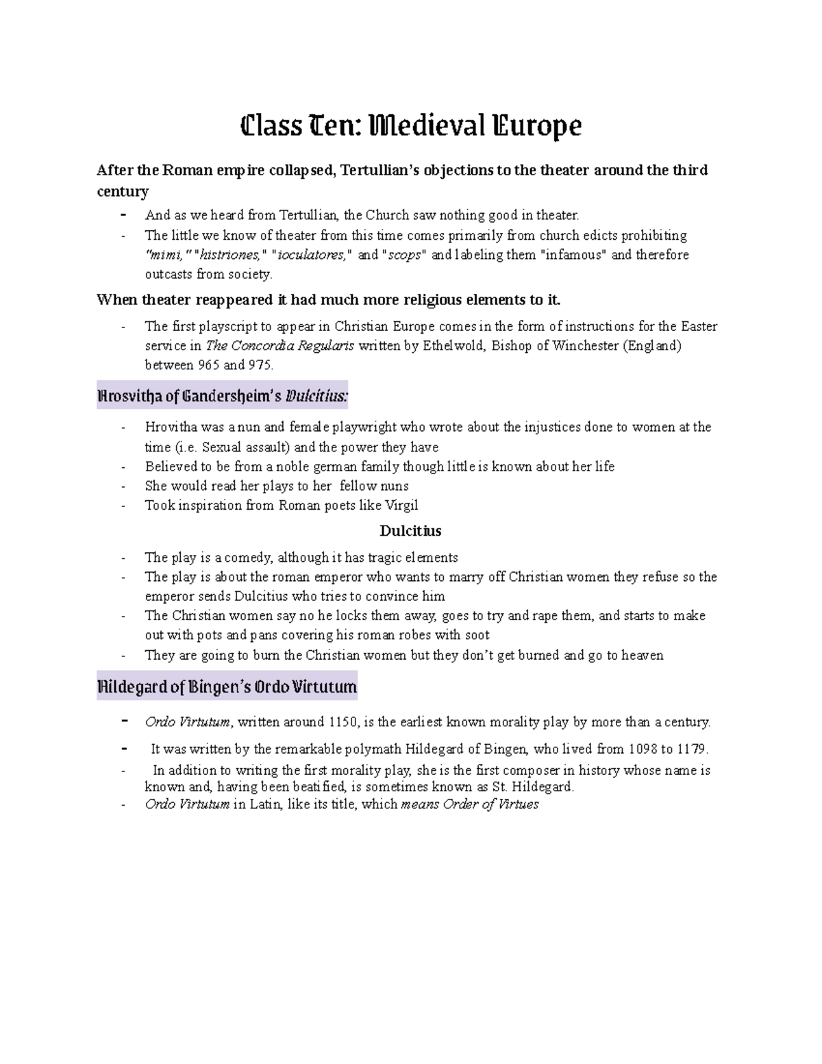Class 10 Medieval Europe - Class Ten: Medieval Europe After the Roman ...