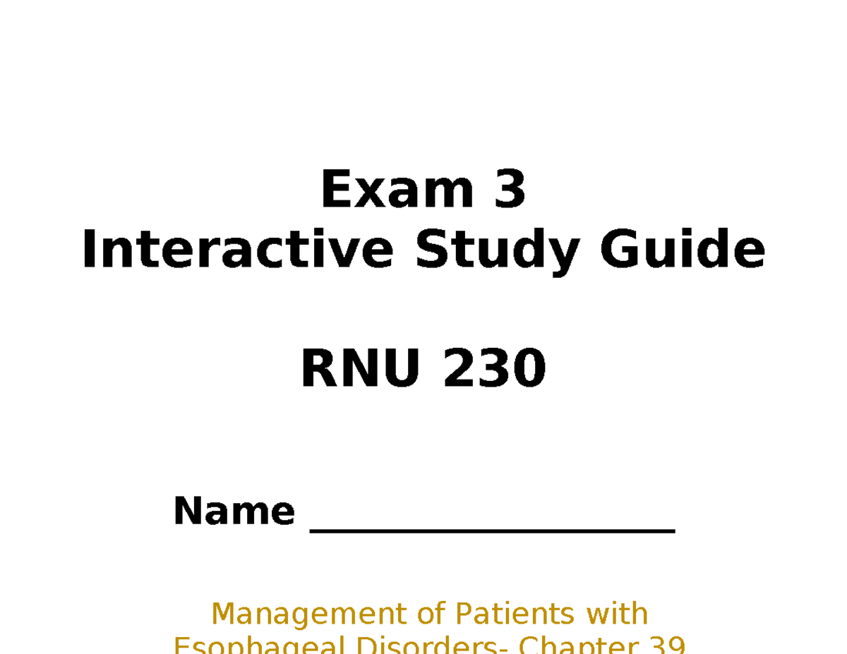 Interactive Exam 3 Study Guide - Exam 3 Interactive Study Guide RNU 230 ...
