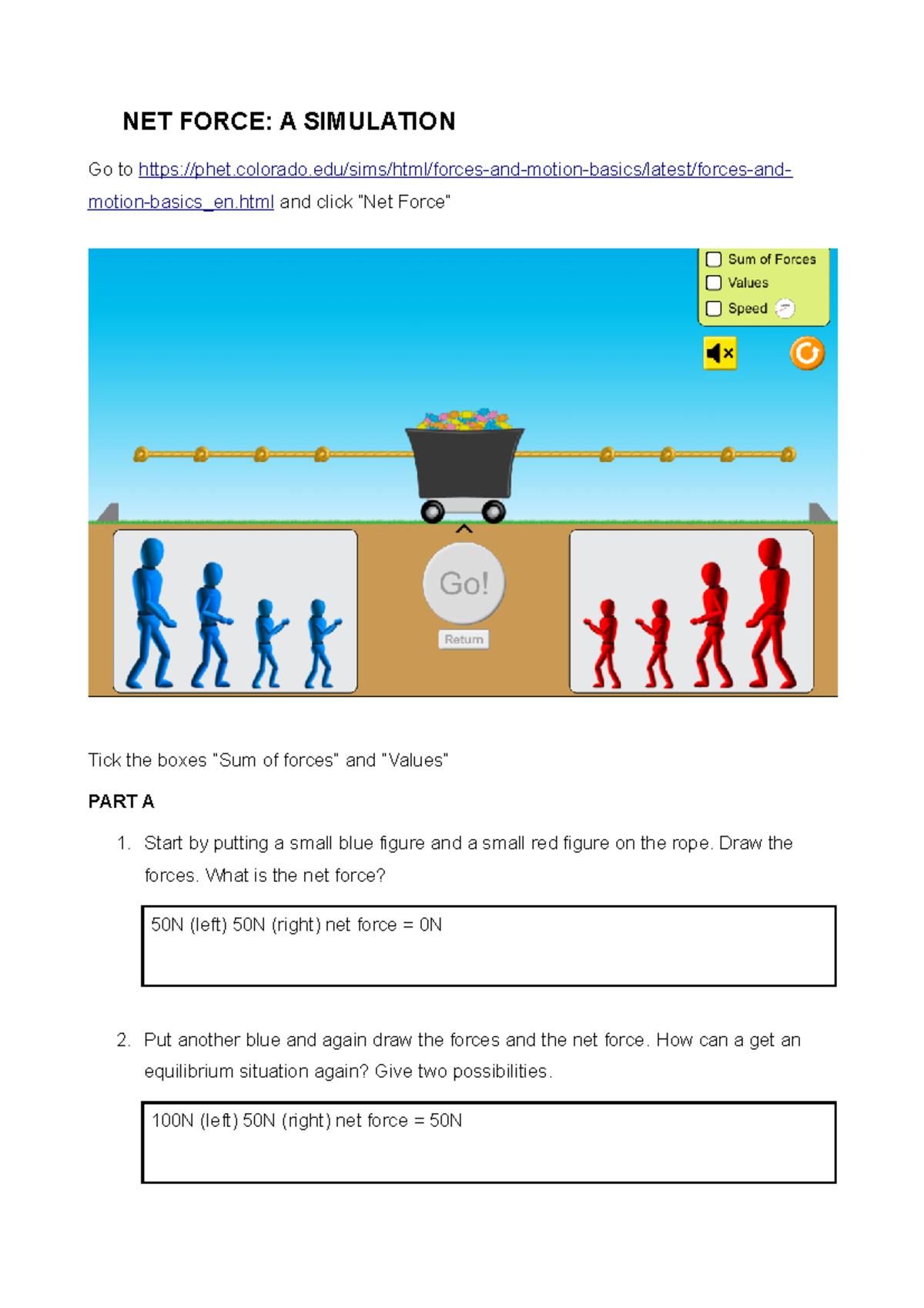 A 8 1 Exercise 5 Copy Of Net Force Simulation NET FORCE A SIMULATION