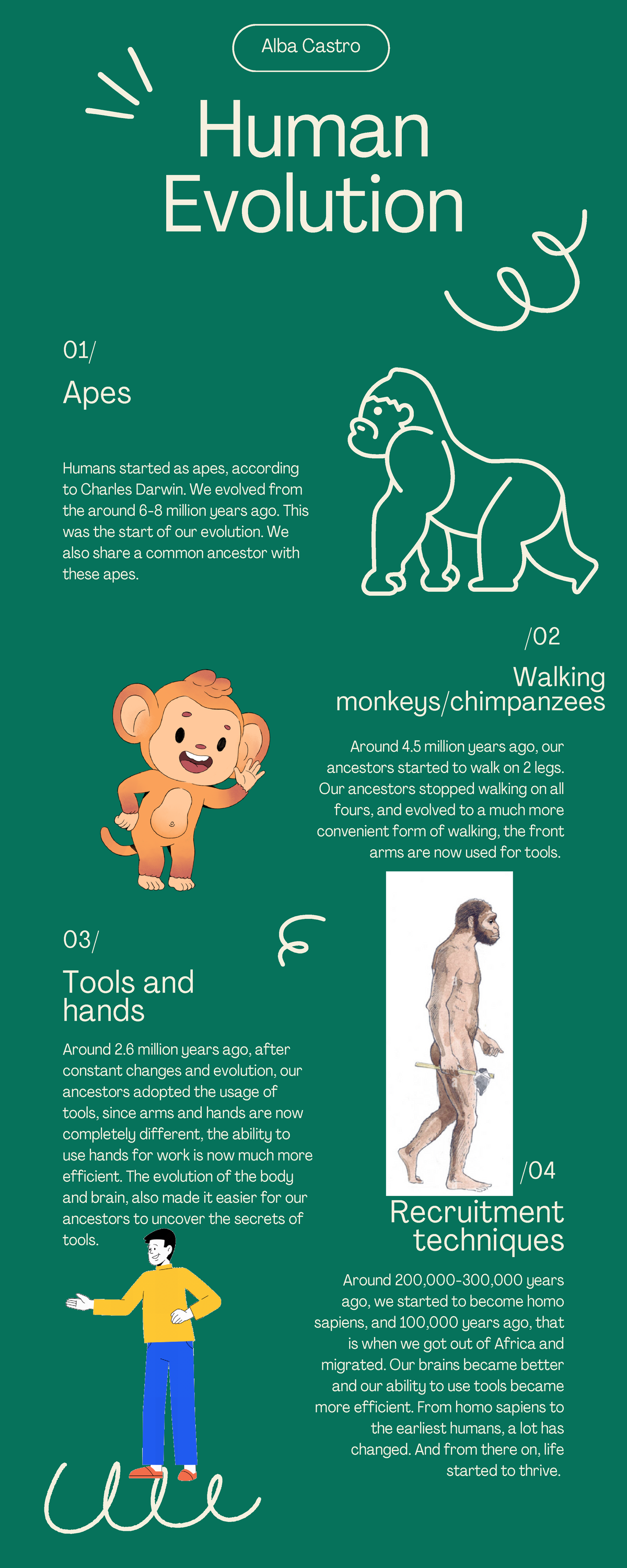 Human Evolution - ELS work - Alba Castro Apes Tools and hands Walking ...