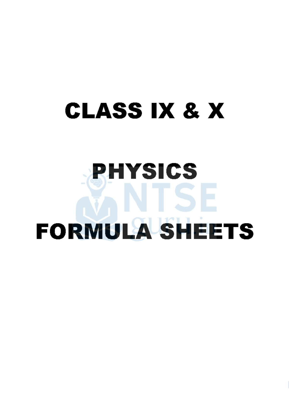 Physics Formula - very good - CLASS IX & X PHYSICS FORMULA SHEETS CLASS ...